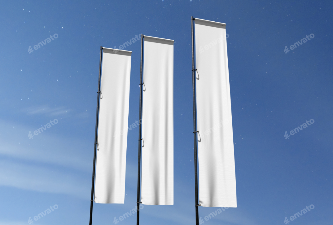 Realistic Vertical Flags Mockup, Graphics | GraphicRiver
